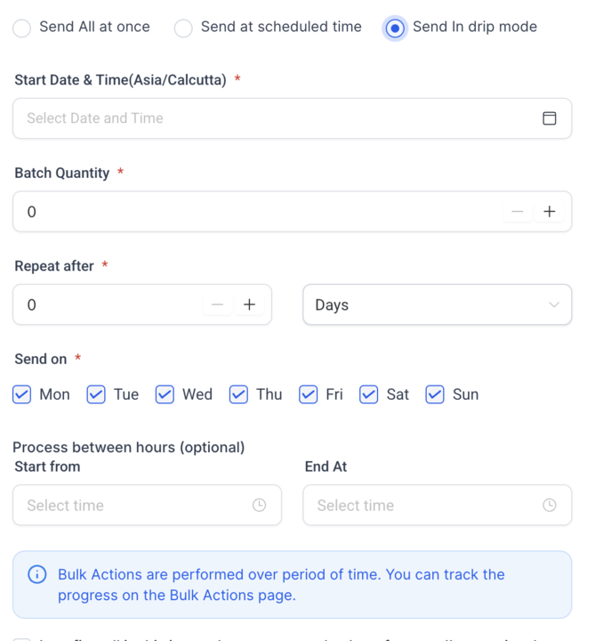 Bulk Actions – New Drip Mode Architecture - Clixio